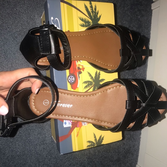 Shoes | Forever Brand Black Sandals | Poshmark